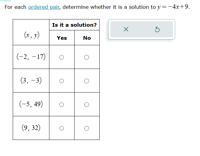 Solved For each ordered pair, determine whether it is a | Chegg.com