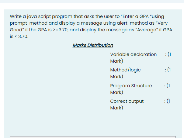 Solved Write a java script program that asks the user to | Chegg.com