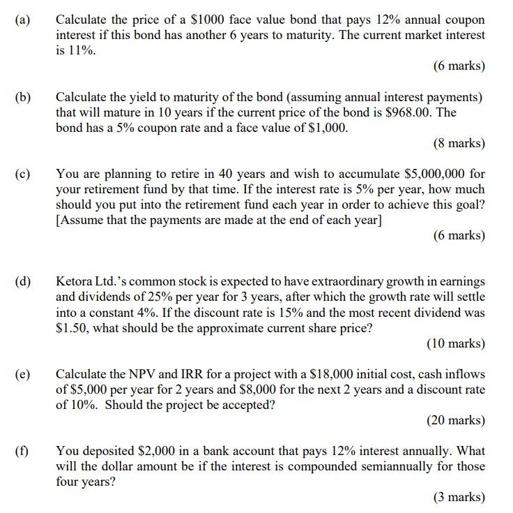 Solved (a) Calculate the price of a $1000 face value bond | Chegg.com