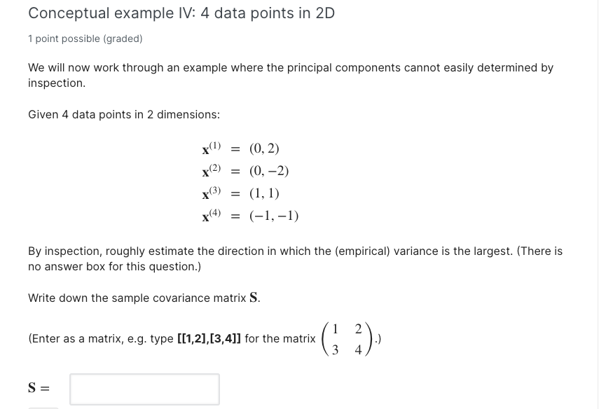 Solved Conceptual example IV: 4 data points in 2D 1 point | Chegg.com