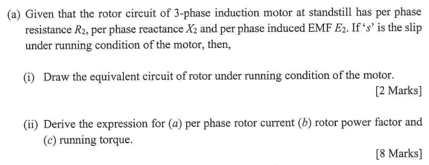 Solved (a) ﻿Given that the rotor circuit of 3-phase | Chegg.com