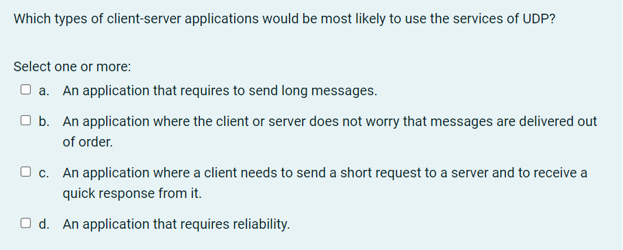 Solved Which types of client-server applications would be | Chegg.com
