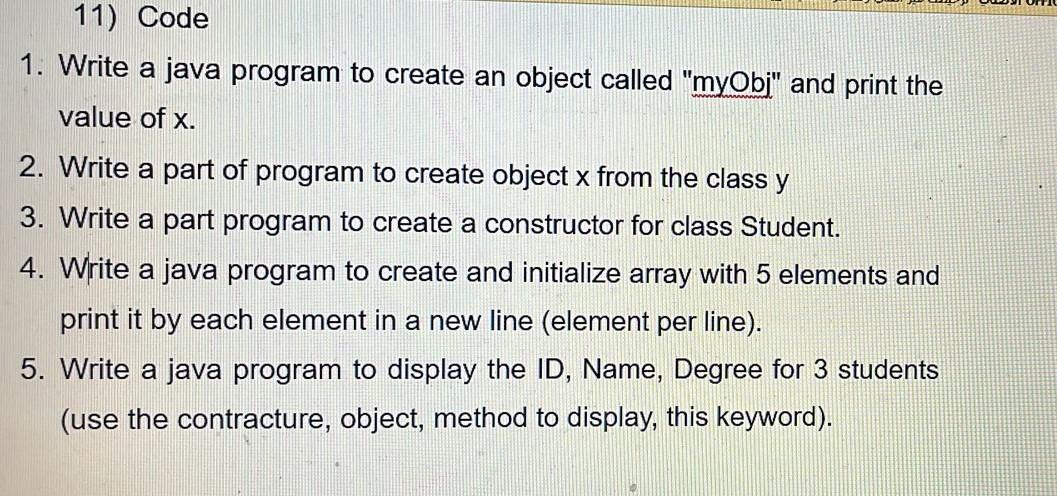 Solved 1 Write A Java Program To Create An Object Called 4021