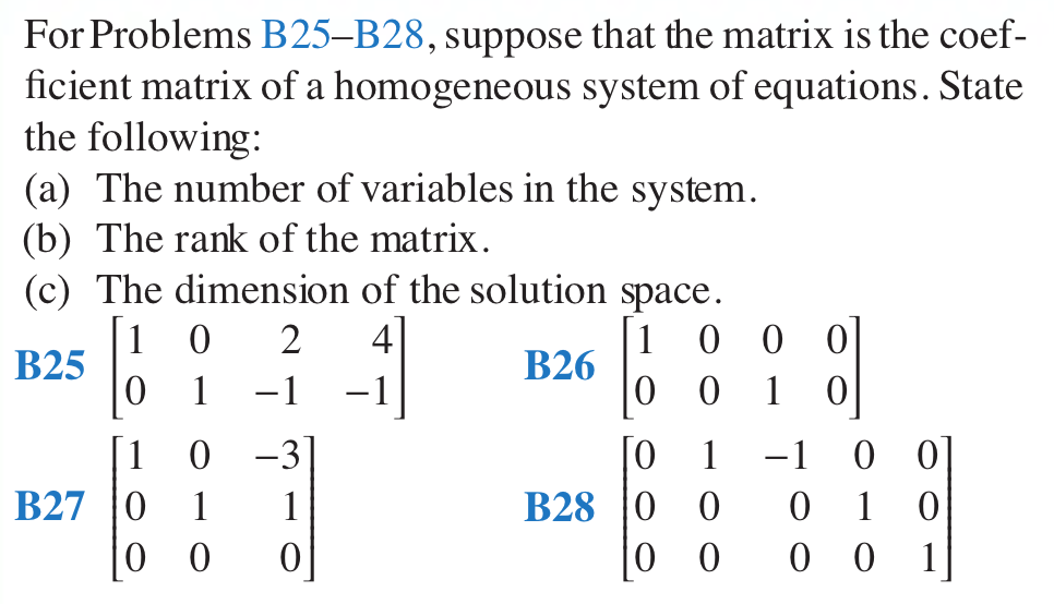 Solved For Problems B25-B28, suppose that the matrix is the | Chegg.com
