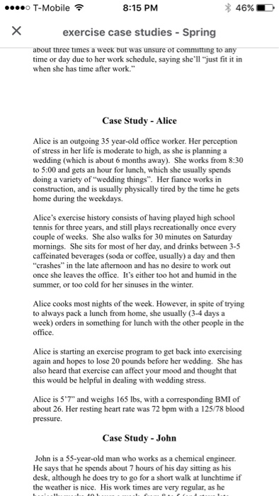 Solved 8:15 PM x 46% MD T-Mobile exercise case studies | Chegg.com