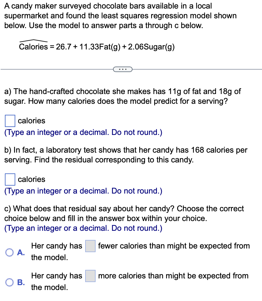 Solved A candy maker surveyed chocolate bars available in a | Chegg.com