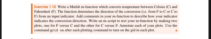 Solved Exercise 1.10 Write a Matlab m-function which | Chegg.com