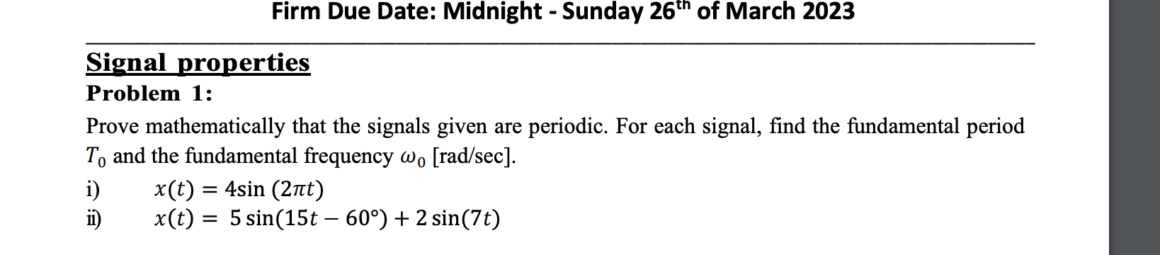 Solved Signal properties Problem 1: Prove mathematically | Chegg.com