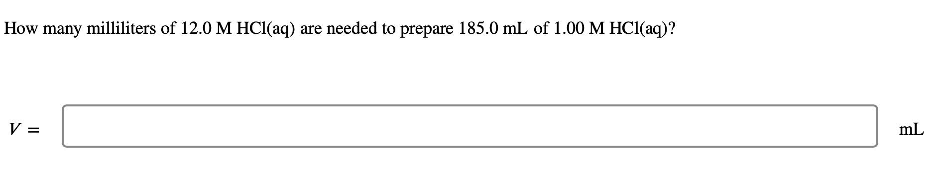 Solved How many milliliters of 12.0 M HCl(aq) are needed to | Chegg.com