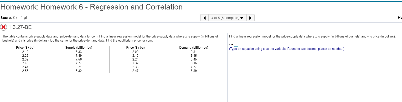 Solved Homework: Homework 6 - Regression and Correlation | Chegg.com