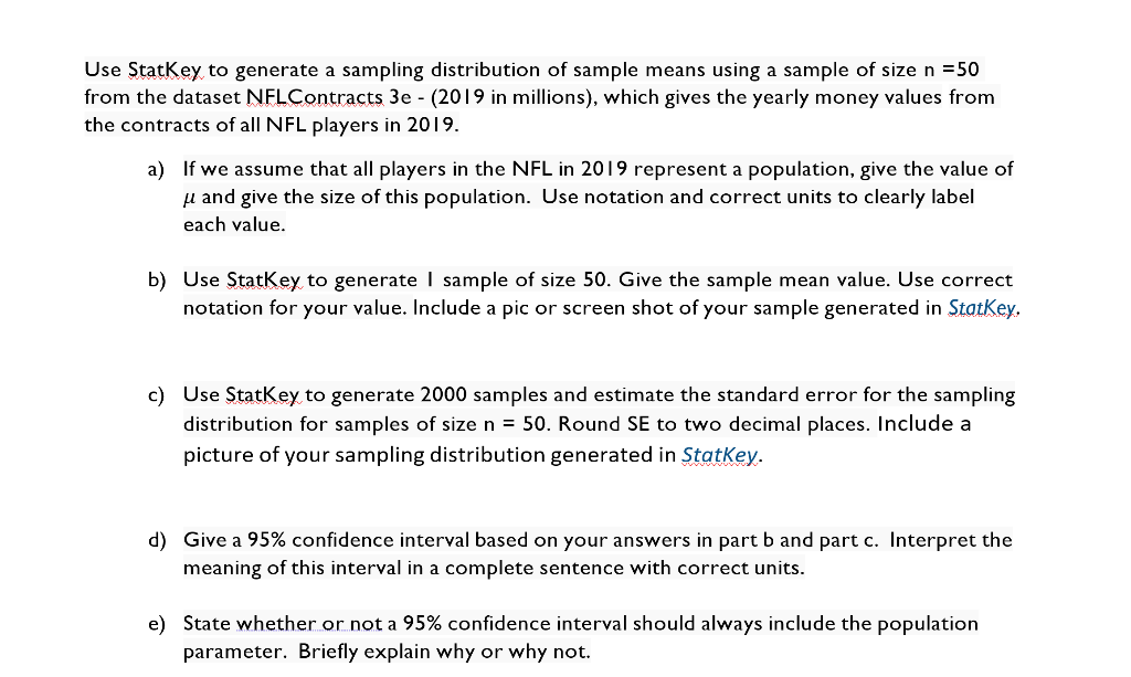 Solved Use StatKey to generate a sampling distribution of | Chegg.com