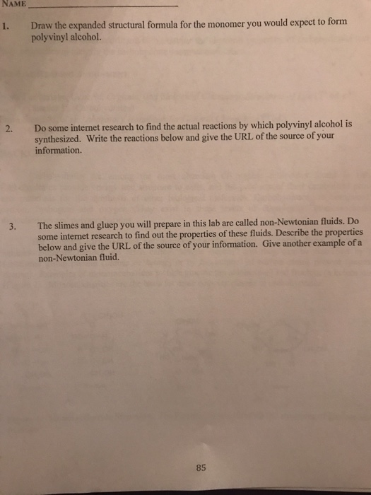 Solved NAME 1. Draw the expanded structural formula for the | Chegg.com