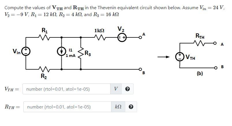 Solved Compute the values of Vth and Rth in the Thevenin | Chegg.com