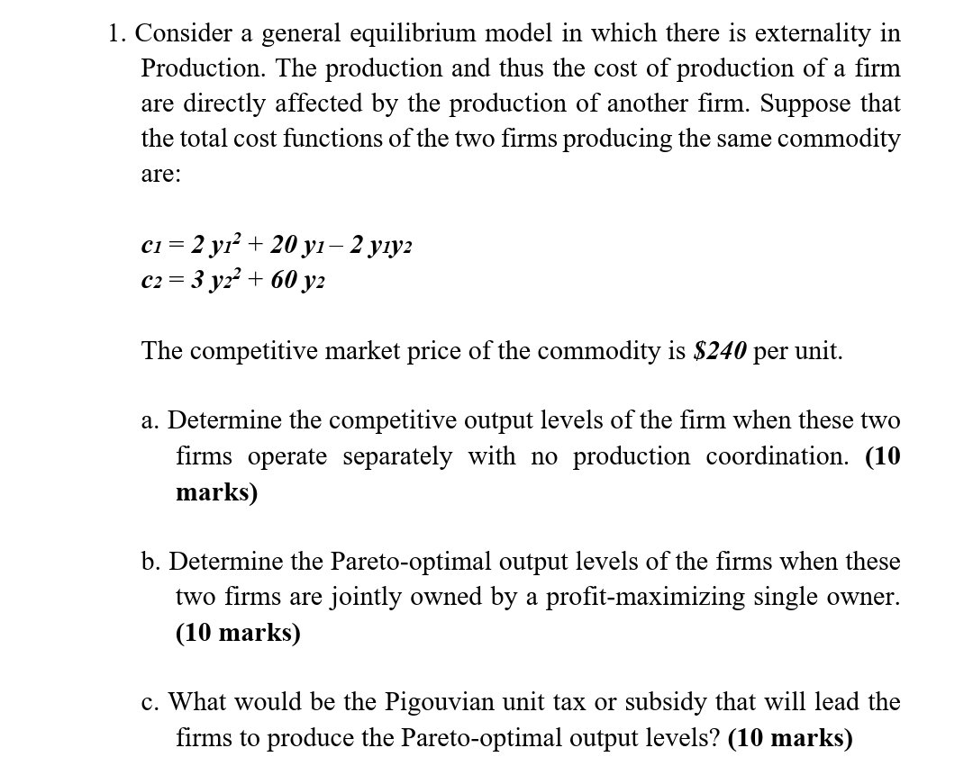Solved Consider a general equilibrium model in which there | Chegg.com