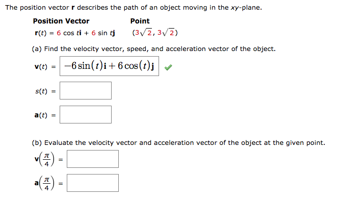 Solved The position vector r describes the path of an object | Chegg.com