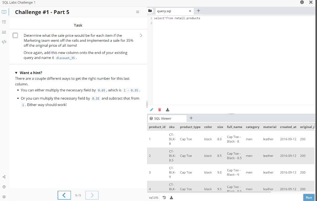 Solved Sql Labs Challenge 1 0 X X Querysql Challenge 1