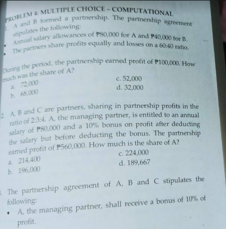 Solved PROBLEM 4: MULTIPLE CHOICE - COMPUTATIONAL 1 A and B | Chegg.com