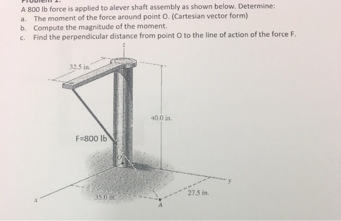 Solved A 800 lb force is applied to alever shaft assembly as | Chegg.com