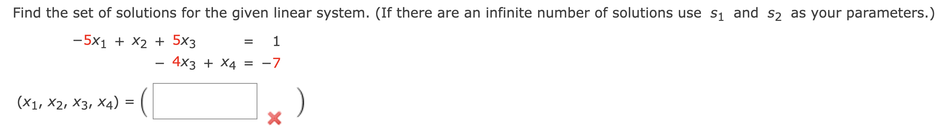 Solved Find the set of solutions for the given linear | Chegg.com
