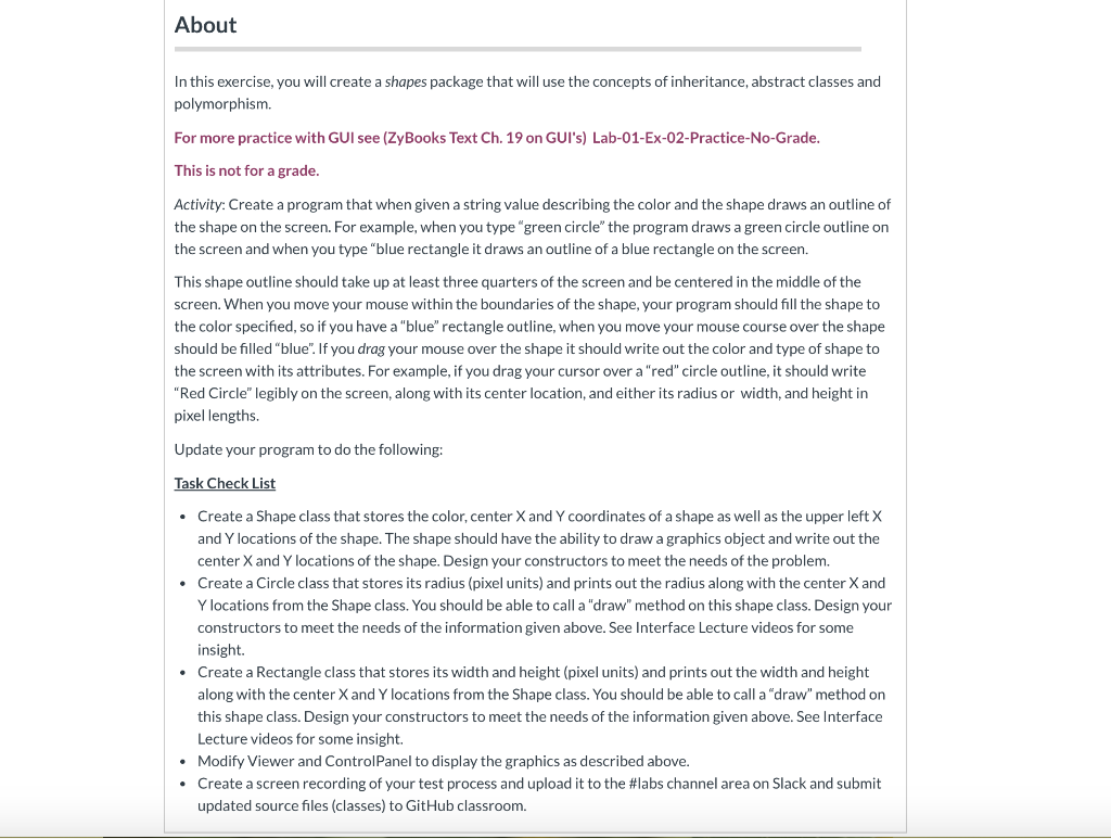 Solved package shapes; import javax.swing.JPanel; import | Chegg.com