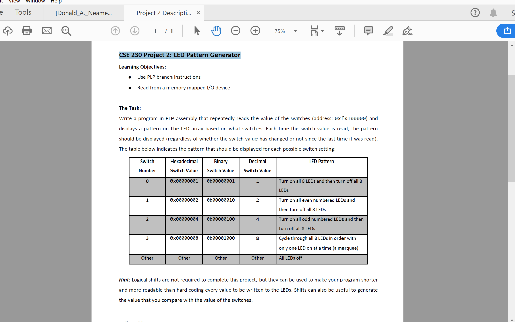 Tools Donald_A._Neame.. Project 2 Descripti... x 1 1 | Chegg.com