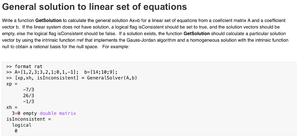 Solved General solution to linear set of equations Write a | Chegg.com
