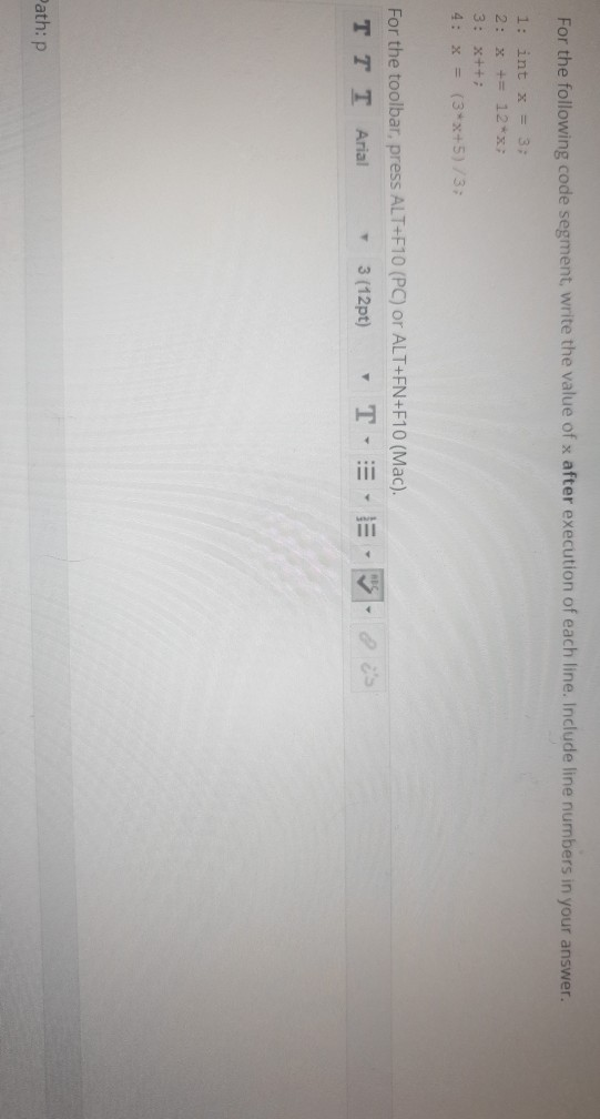 Solved For the following code segment, write the value of x | Chegg.com