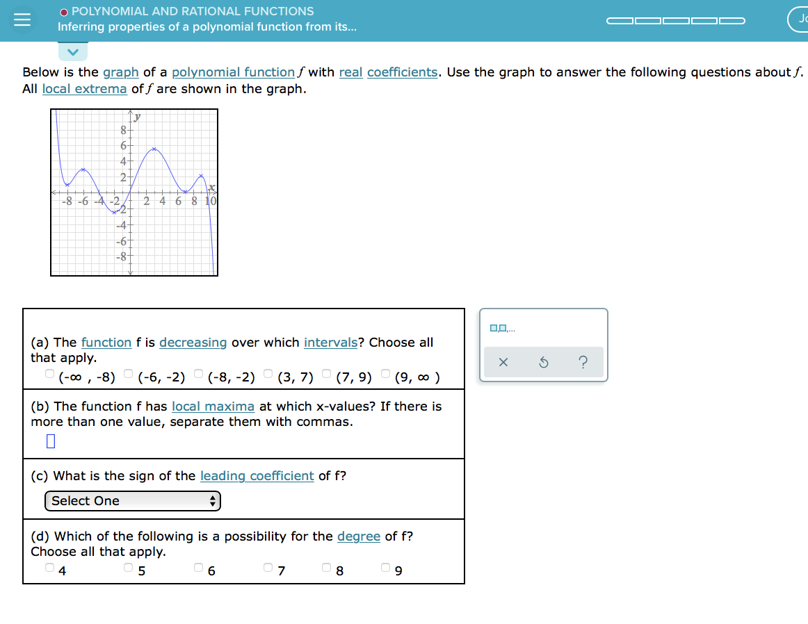 Solved = O POLYNOMIAL AND RATIONAL FUNCTIONS Inferring | Chegg.com