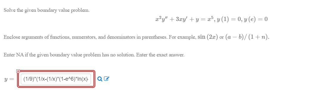 Solved Solve the given boundary value problem. xy" + 3xy' + | Chegg.com