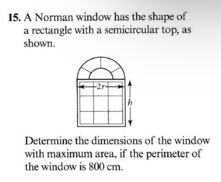 Solved 15. A Norman window has the shape of a rectangle with | Chegg.com