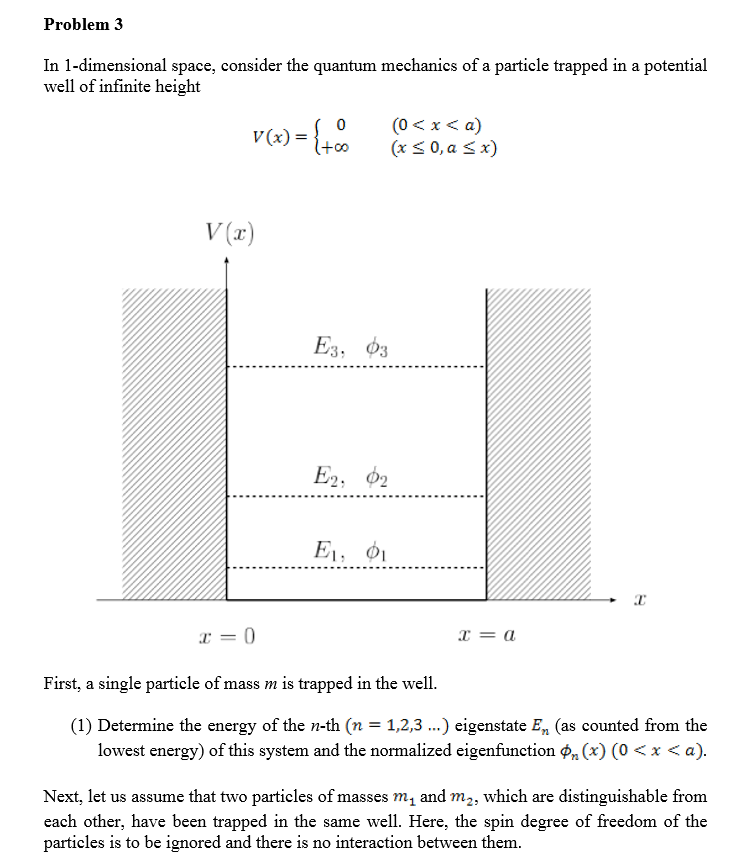 Solved In 1-dimensional space, consider the quantum | Chegg.com
