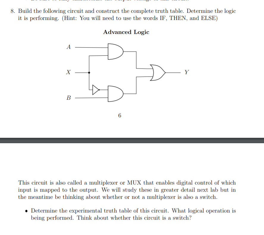 Solved 8. Build the following circuit and construct the | Chegg.com