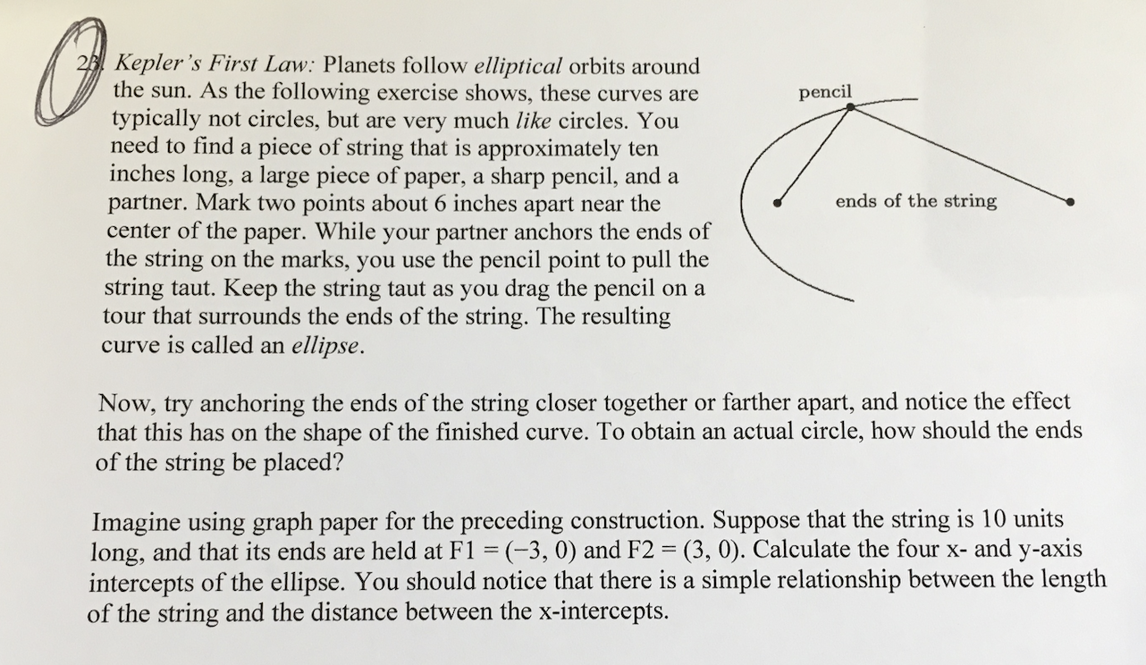 Solved pencil Kepler's First Law: Planets follow elliptical | Chegg.com
