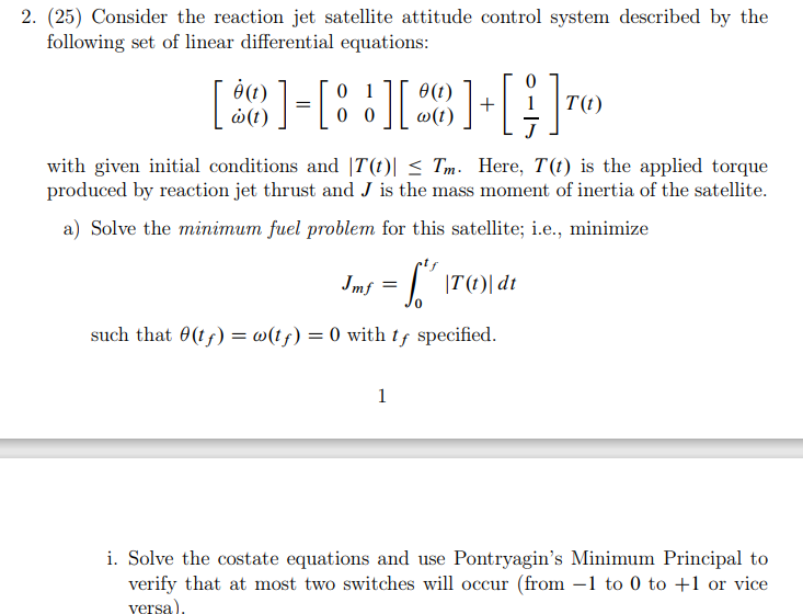 Solved (25) Consider the reaction jet satellite attitude | Chegg.com