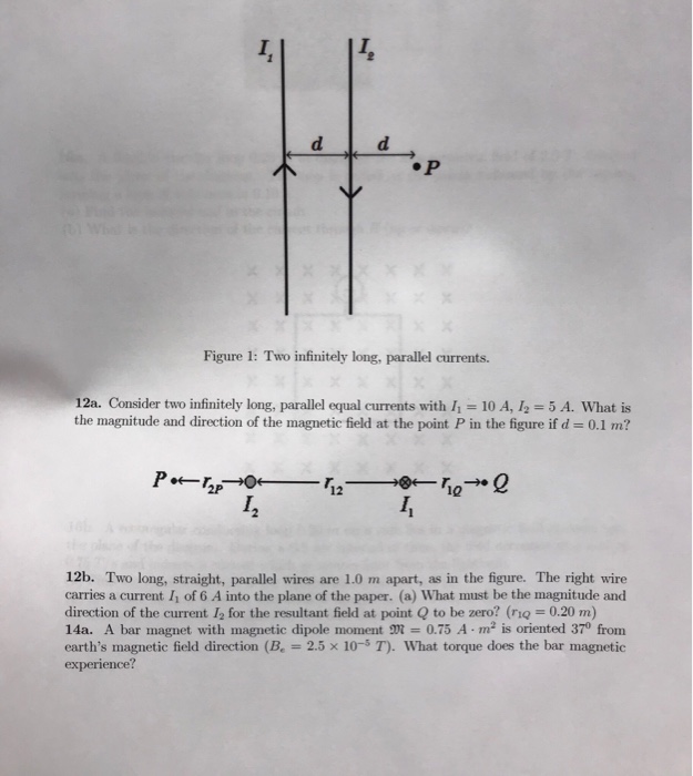 Solved Figure 1: Two infinitely long, parallel currents. | Chegg.com