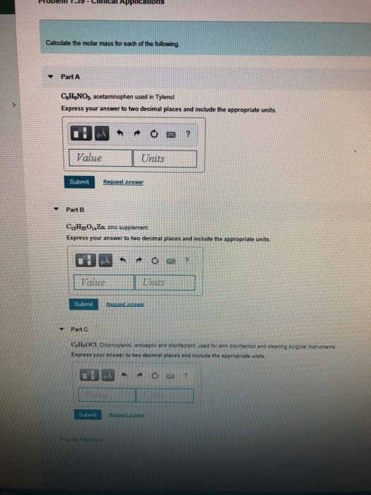 Solved Calculate the molar mass for each of the following | Chegg.com