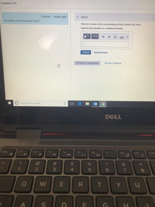 Solved The tellurite ion has the formula TeO3^2-. Write the | Chegg.com