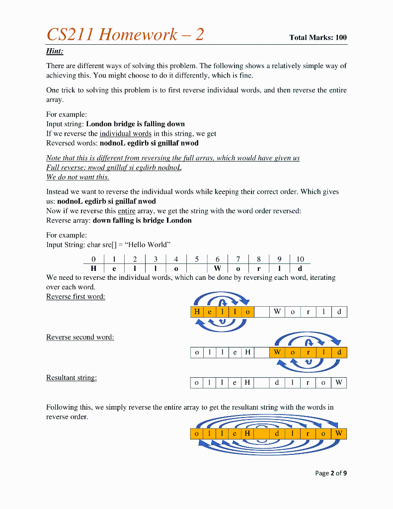 Solved CS211 Homework - 2 Total Marks: 100 Question 1 of 1. | Chegg.com