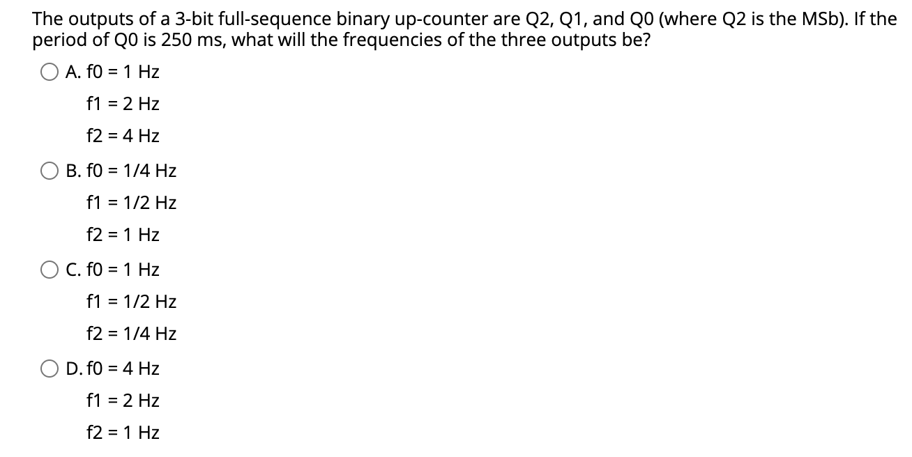 Solved The outputs of a 3-bit full-sequence binary | Chegg.com