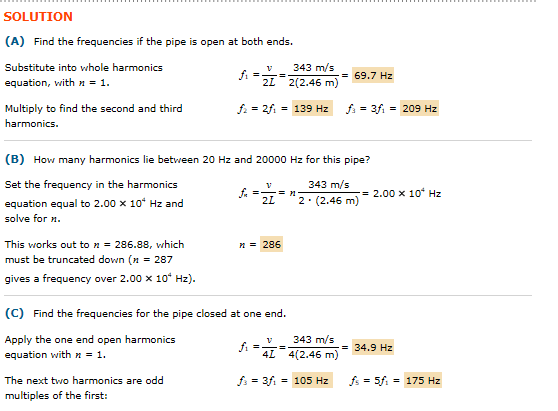 Solved SOLUTION (A) Find the frequencies if the pipe is open | Chegg.com