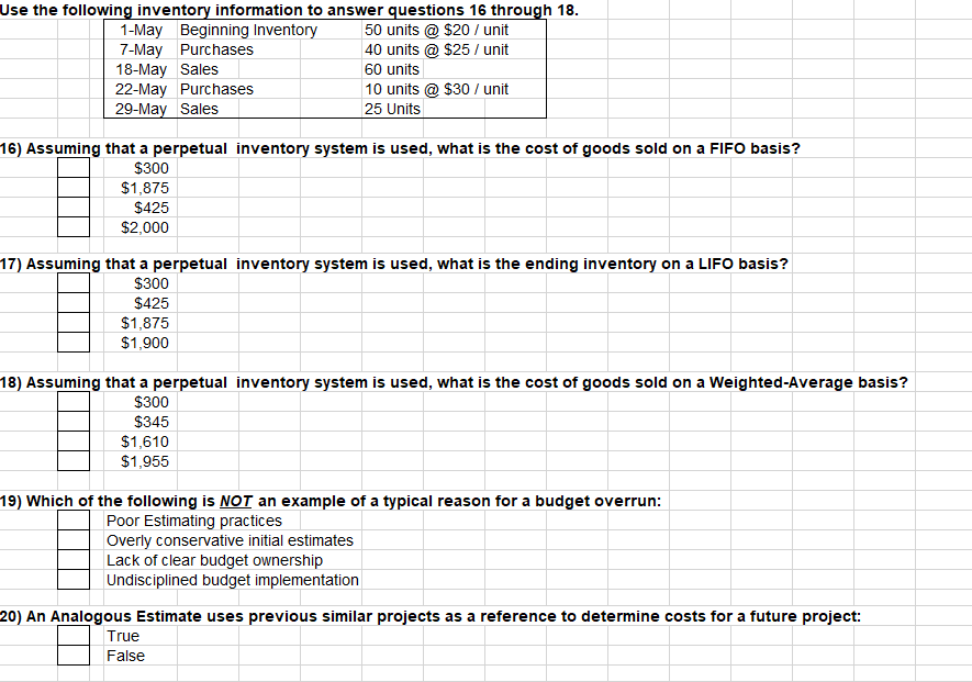 Solved Use the following inventory information to answer | Chegg.com