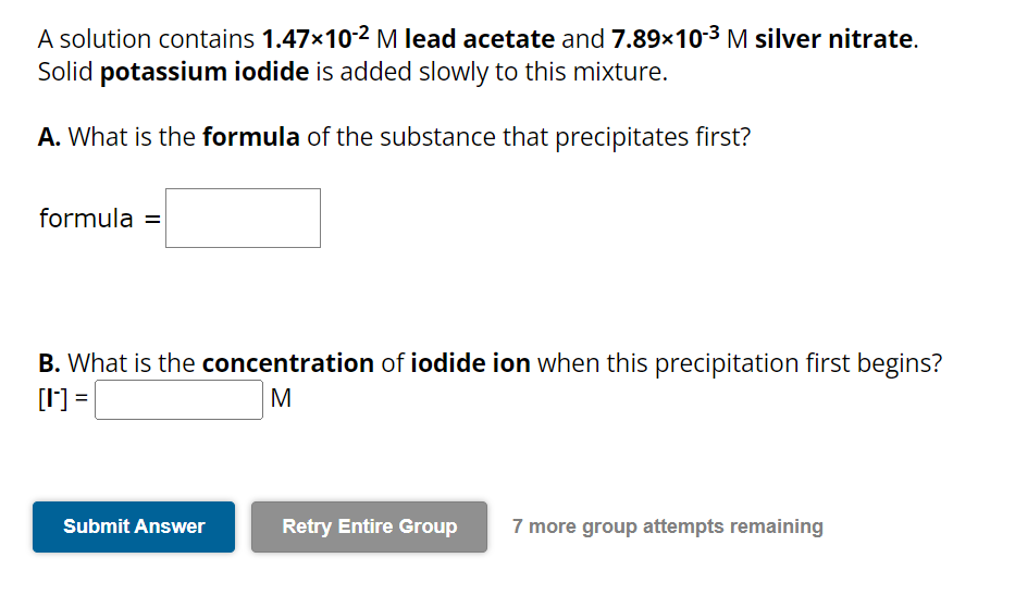 Solved A solution contains 1.47×10-2M ﻿lead acetate and | Chegg.com