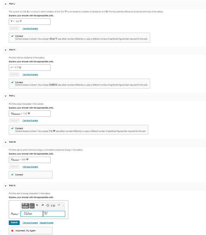 Solved Use the numbers from the previous answers for Part N | Chegg.com