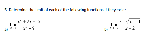 Solved 5. Determine the limit of each of the following | Chegg.com