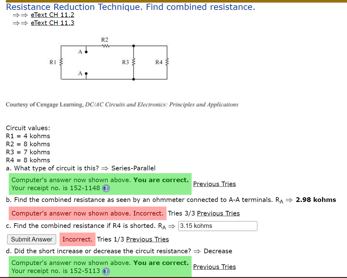 Solved Resistance Reduction Technique. Find combined | Chegg.com