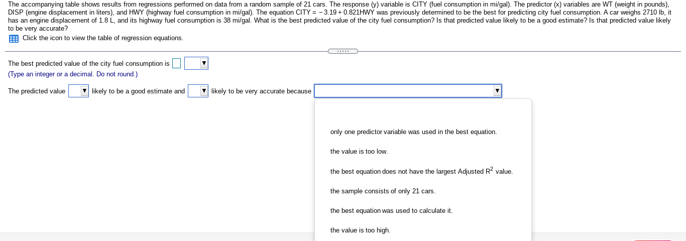 Solved The accompanying table shows results from regressions | Chegg.com