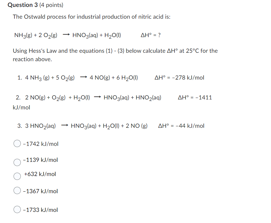 The Ostwald process for industrial production of | Chegg.com