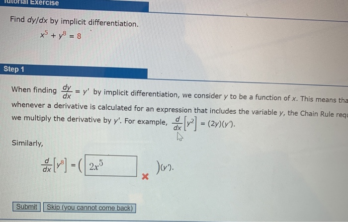 Solved TULUID Exercise Find dy/dx by implicit | Chegg.com