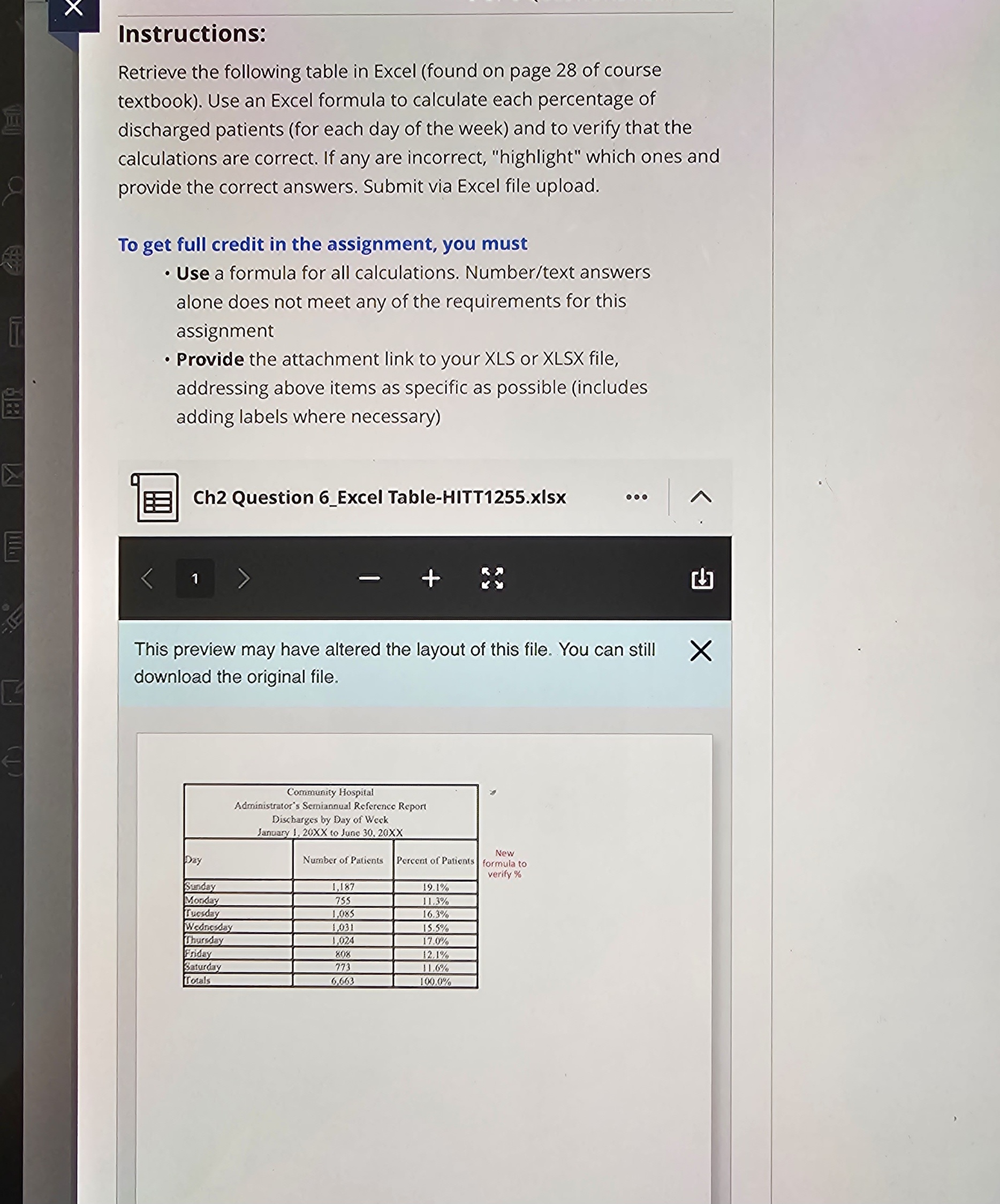 Solved Instructions: Retrieve the following table in Excel | Chegg.com