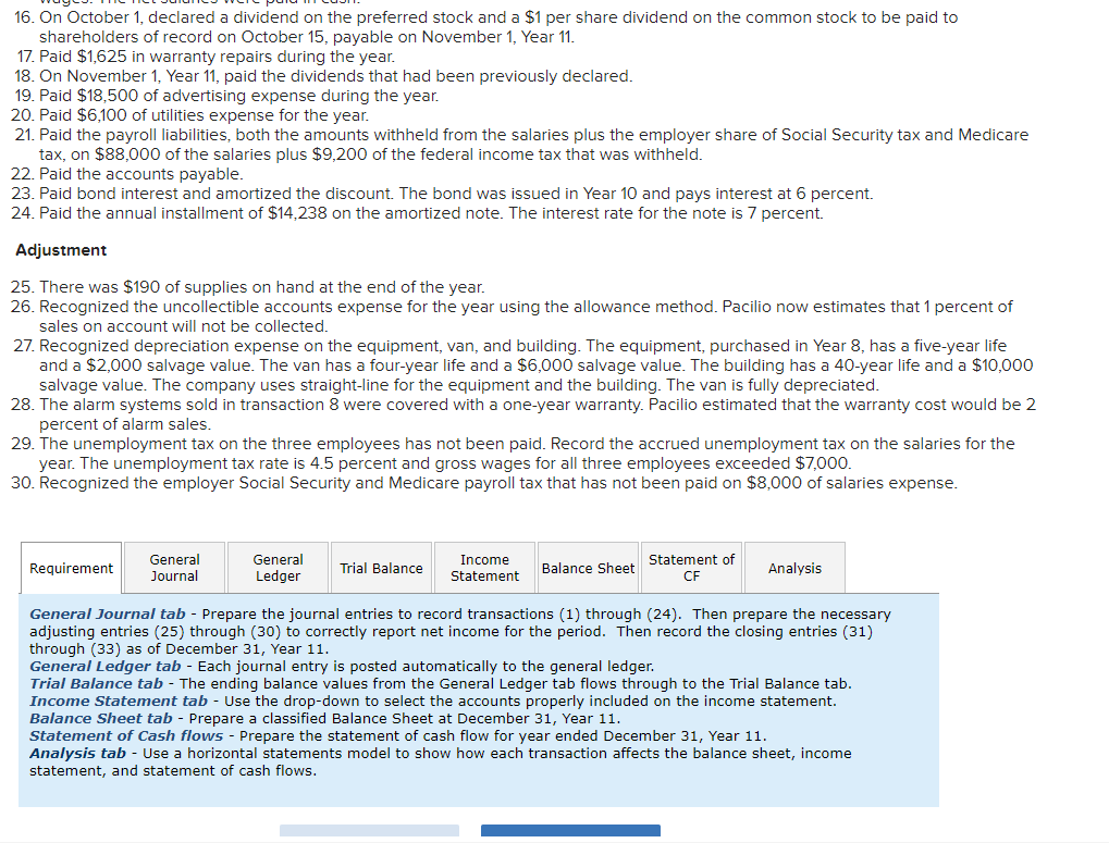 Solved The trial balance of Pacilio Security Services, Inc. | Chegg.com